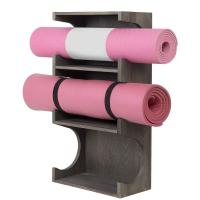 China Wall Mounted 3-Tier Foam Roller Yoga Mat Hanging Rack with Top Display Shelf Home Furniture for sale
