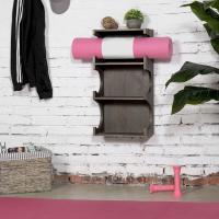 China Wall Mounted 3-Tier Foam Roller Yoga Mat Hanging Rack with Top Display Shelf Home Furniture for sale