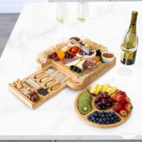 China Customized Bamboo Natural Color Cheese Board And Knife Set Charcuterie Boards Gift Set for sale