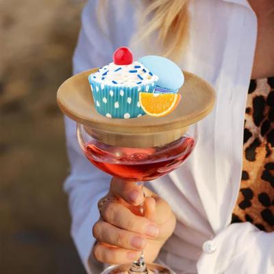China Wooden Wine Glass Charcuterie Board Topper Set of 6 for Preventing Red Wine Splashing for sale