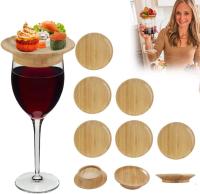 China Wooden Wine Glass Charcuterie Board Topper Set of 6 for Preventing Red Wine Splashing for sale