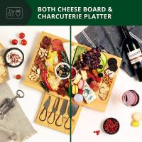 China Choice Custom 4 Stainless Steel Knife Thick Wooden Server Wood Bamboo Charcuterie Board for sale