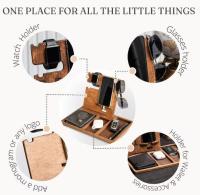 China Custom Order Accepted Pine Wood Color Cell Phone Stand Watch Holder Wallet Key Holder for sale