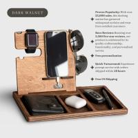 China Custom Order Accepted Pine Wood Color Cell Phone Stand Watch Holder Wallet Key Holder for sale