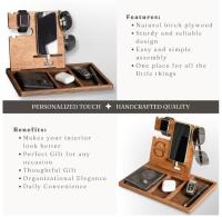 China Custom Order Accepted Pine Wood Color Cell Phone Stand Watch Holder Wallet Key Holder for sale
