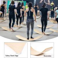 China 35 Inch Natural Wood Wobble Baby Balance Board Montessori Fitness Balance Curvy Board for sale
