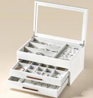 China Customized 3 Layers Wooden Jewelry Organizer Box with Mirror and Silk-screen Printing for sale