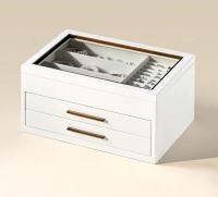 China Customized 3 Layers Wooden Jewelry Organizer Box with Mirror and Silk-screen Printing for sale