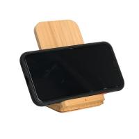 China Custom Wood Color Natural Bamboo Wireless Charging 10W Phone Stand with Mail Packing for sale
