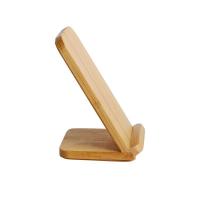 China Custom Wood Color Natural Bamboo Wireless Charging 10W Phone Stand with Mail Packing for sale