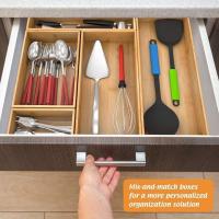 China Organize Cutlery with Customized Logo Multi- Deep Drawer Dividers Wooden Storage Box for sale
