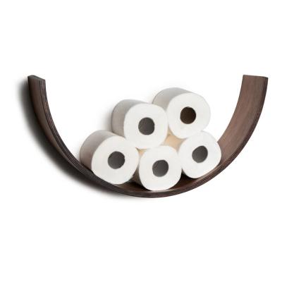 China Toilet Paper Holder Wooden Shelf WC Oak Roll Storage Wall Mount Floating Rolls Burning for sale