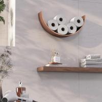 China Toilet Paper Holder Wooden Shelf WC Oak Roll Storage Wall Mount Floating Rolls Burning for sale