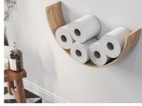 China Toilet Paper Holder Wooden Shelf WC Oak Roll Storage Wall Mount Floating Rolls Burning for sale