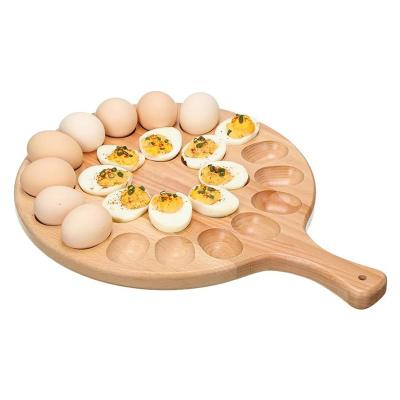 China 24-Hole Wood Tray for Storage of Kitchenware Thicken and Deviled Platter Round Design for sale