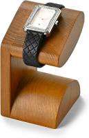 China Single Wrist Acacia Wood Watch Display Stand Wooden Showcase with Silk-screen Printing for sale