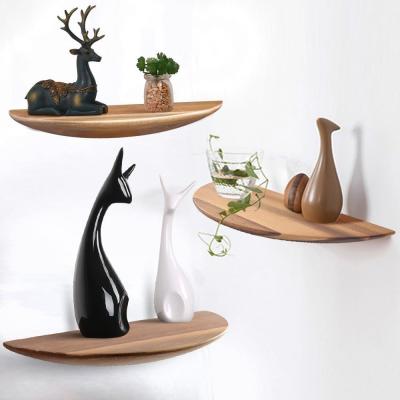 China Gift Package Set of 3 Acacia Wood Floating Shelves for Living Room Bedroom Farmhouse for sale