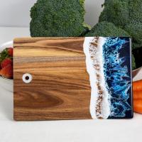 China Customized Pattern Acacia Wood Epoxy Resin Charcuterie Board for Serving Food for sale