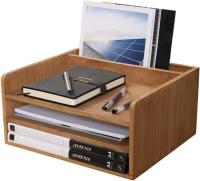 China Wooden Desktop File Folder Storage Tray Organizer Stand for Office Document Rack Mail Sorter for sale