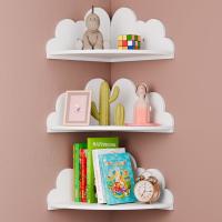 China Custom Order Accepted Wooden Cloud Corner Wall Display Shelf for Craft Organization for sale