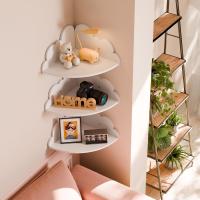 China Custom Order Accepted Wooden Cloud Corner Wall Display Shelf for Craft Organization for sale