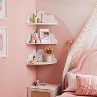 China Custom Order Accepted Wooden Cloud Corner Wall Display Shelf for Craft Organization for sale