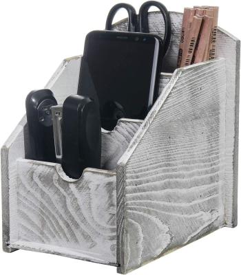 China Office Supply Storage Rack Wooden Remote Control Frame Media Organizer in Rustic Style for sale