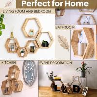 China Set of 5 Hexagon Floating Shelves with Custom Burned Design and Photo Frame for sale