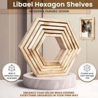 China Set of 5 Hexagon Floating Shelves with Custom Burned Design and Photo Frame for sale