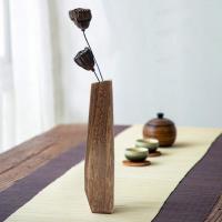 China Indoor Decorations Wooden Vase with Handmade Design and Pure Color Glass Holder for sale
