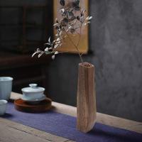 China Indoor Decorations Wooden Vase with Handmade Design and Pure Color Glass Holder for sale