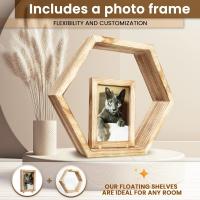 China Set of 5 Hexagon Floating Shelves with Custom Burned Design and Photo Frame for sale