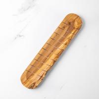 China Gray-White Customized Shape Artisan Olive Wood Baguette Cutting Board for Bread Lovers for sale