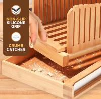 China Household Wood Bread Slicer with Knife 3 Thickness Options Foldable Bamboo Slicing Tool for sale