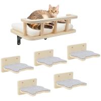China Wooden Cat Hammock with 5 Steps Perches for Wall Cat Wall Furniture Printing burned for sale