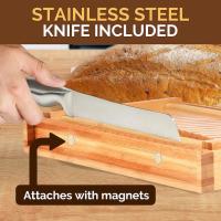 China Household Wood Bread Slicer with Knife 3 Thickness Options Foldable Bamboo Slicing Tool for sale