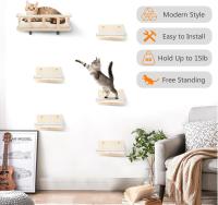 China Wooden Cat Hammock with 5 Steps Perches for Wall Cat Wall Furniture Printing burned for sale