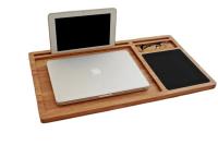 China Portable Wooden Computer Tray Non-folding Oak Stand with Mouse Pad and Workstation for sale
