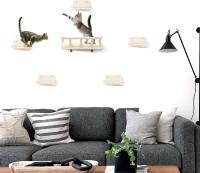 China Wooden Cat Hammock with 5 Steps Perches for Wall Cat Wall Furniture Printing burned for sale