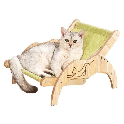 China 202407 Cozy Cat Lounger Indoor Adjustable Wooden Cat Chair with Laser Engrave Printing for sale