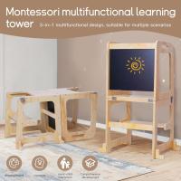 China Customized Logo Acceptable Wooden Baby Adjustable Height Helper Tower for Kitchen Learning for sale