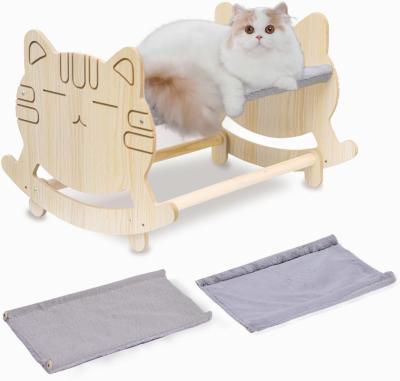 China Cat Hammock with Two Removable Covers and Raised Wooden Frame Customized Logo Acceptable for sale