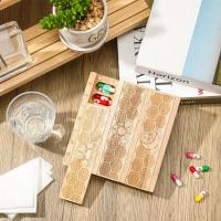 China Compact Wood Weekly Pill Organizer Holder Daily Dispenser Pill Sorter Pill Containers for sale