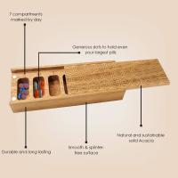 China Acacia Wood 7 Day Weekly Pill Box Pill Organizer for Vitamins Daily Supplements Pill Container for sale