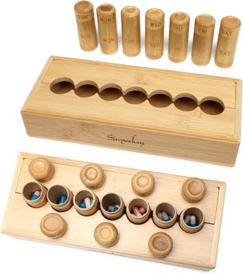 China Eco-Friendly Design Pill Case for Vitamins Pills and Supplements in Bamboo Box for sale