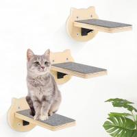 China Dog Training 3-Packs Cat Climbing Shelves Wall Mounted Cat Wall Steps with Scratching Pad for sale