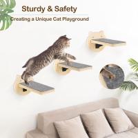 China Dog Training 3-Packs Cat Climbing Shelves Wall Mounted Cat Wall Steps with Scratching Pad for sale