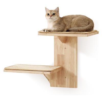 China Dog Training Wall Shelves 2 Platform Cat Furniture Tree Shape Floating Shelf with Sisal Mat for sale