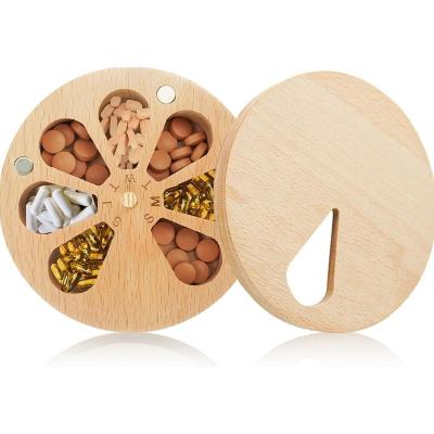 China 7-Day Pill Organizer Case Box Twist Top Design Wooden Pill Box for Medicine Vitamin Custom for sale