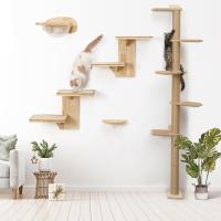 China Dog Training Wall Shelves 2 Platform Cat Furniture Tree Shape Floating Shelf with Sisal Mat for sale